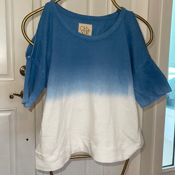 Chaser | Tops | Nwt Chaser Cold Shoulder Blue Fade Top | Poshmark